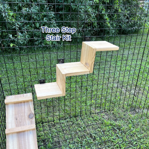 Staircase: Cedar Three Step Kit For Catios - Habitat Haven